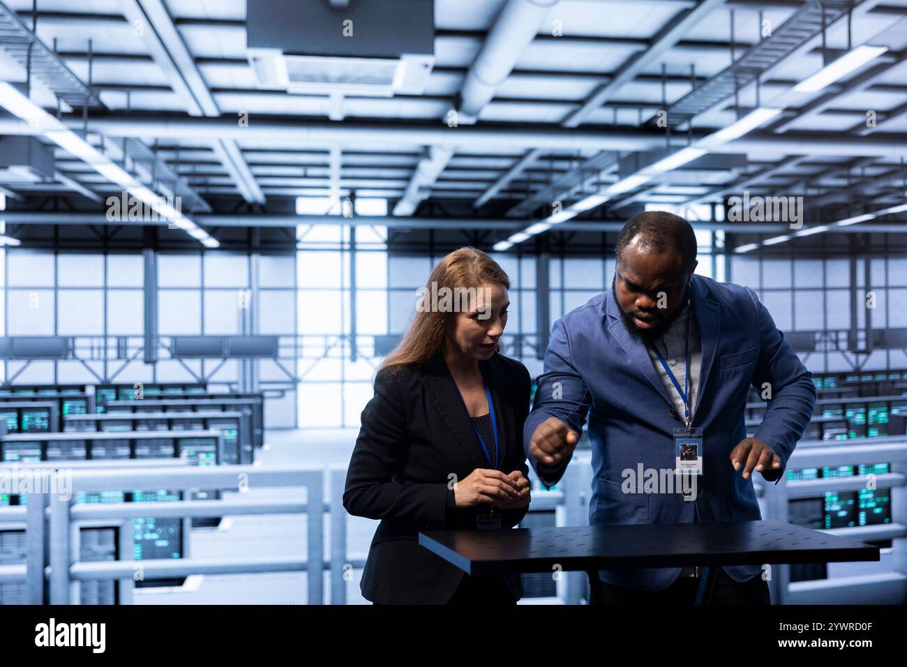 Engineers Looking At Ar Visualization Doing Disaster Recovery Planning
