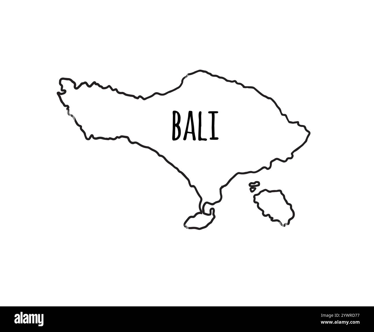 Vector hand drawn outline doodle sketch Bali map silhouette isolated on ...
