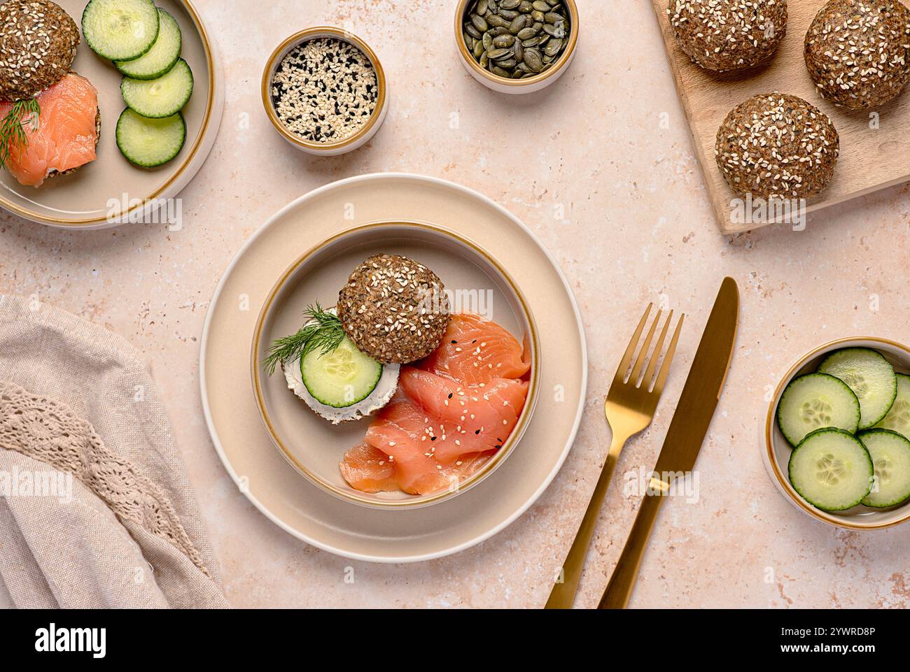 Food photography of sandwich with keto buns, low carb bread, psyllium ...