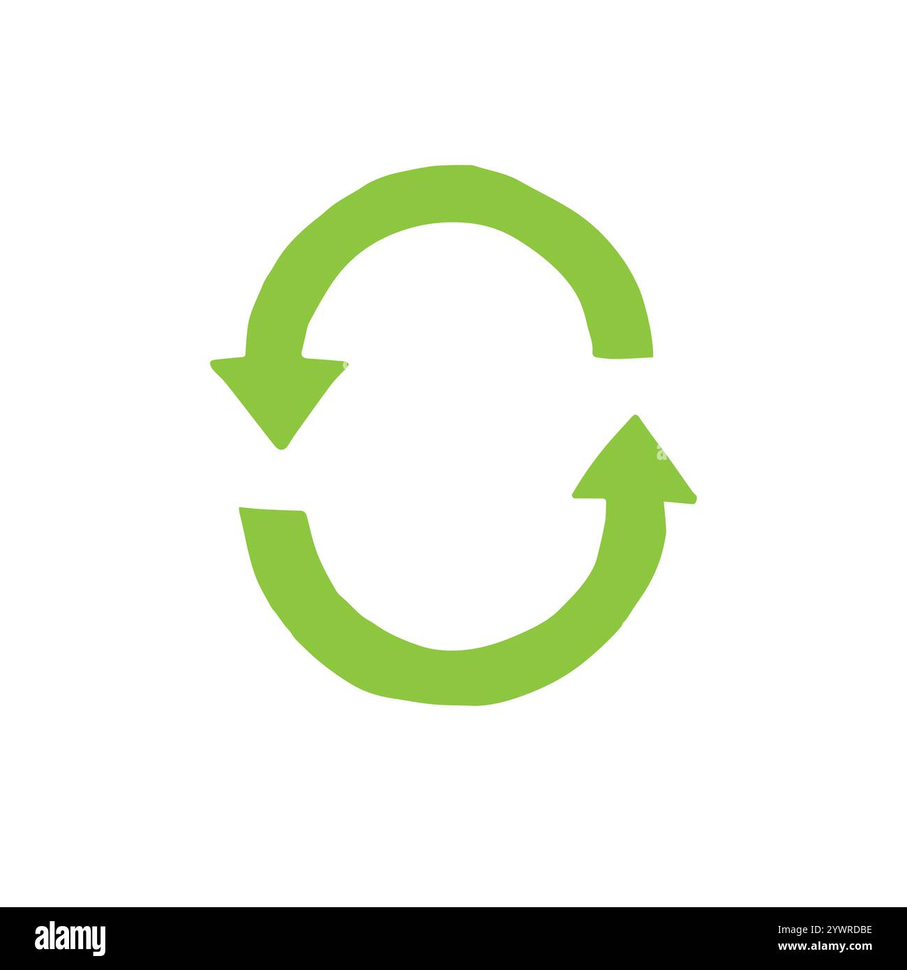 Vector hand drawn doodle sketch green recycle symbol isolated on white ...