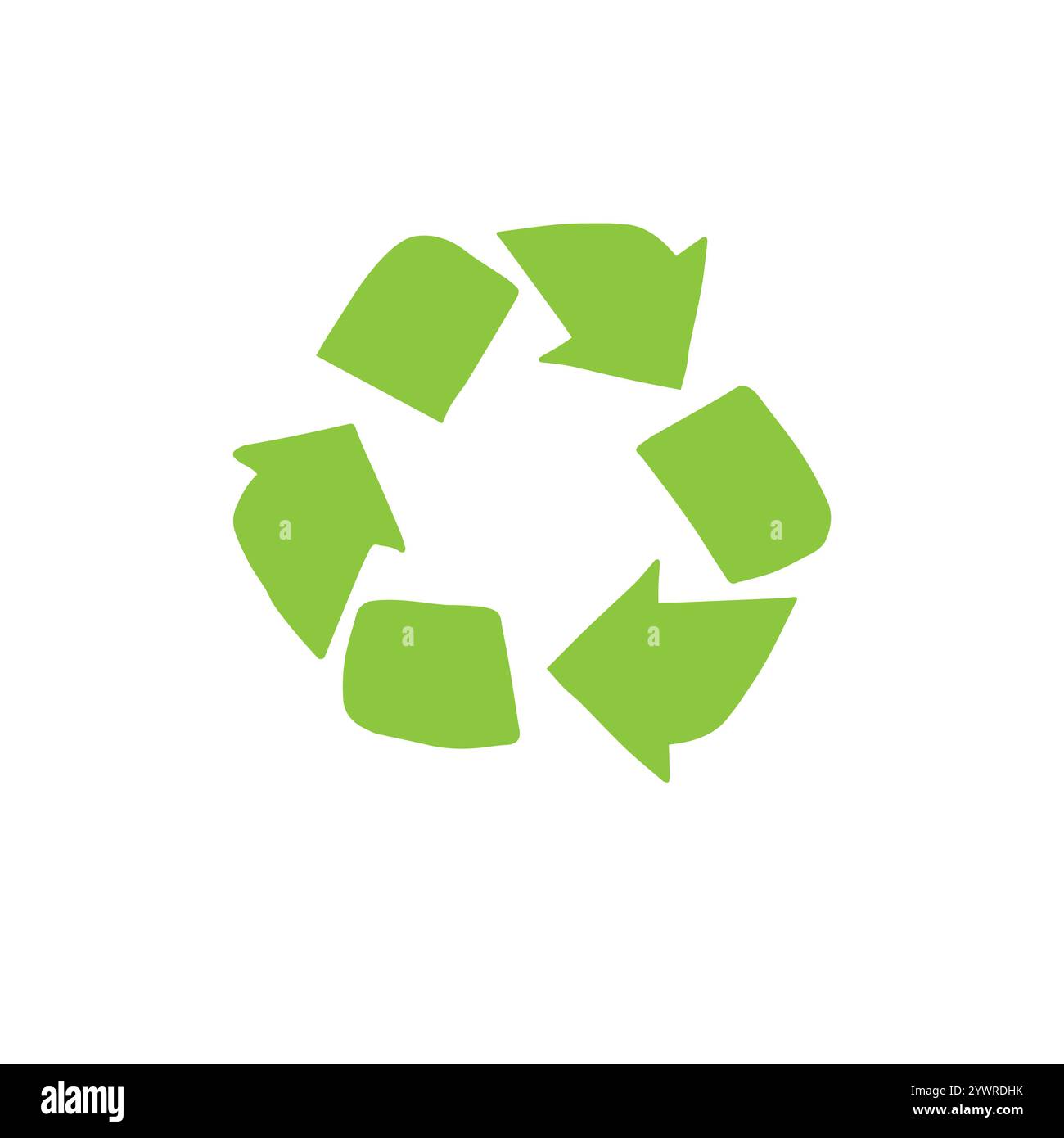 Vector hand drawn doodle sketch green recycle symbol isolated on white ...