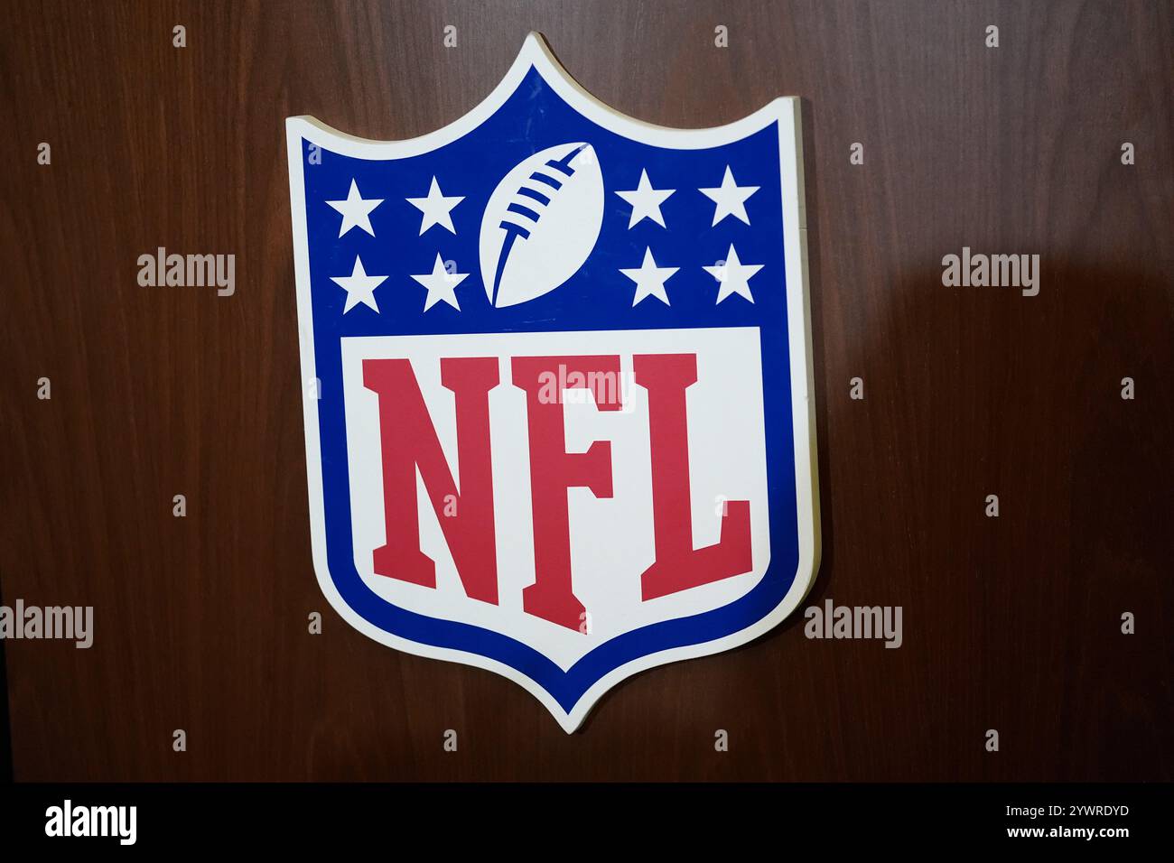 The NFL logo is displayed at the NFL football owners meeting Wednesday ...