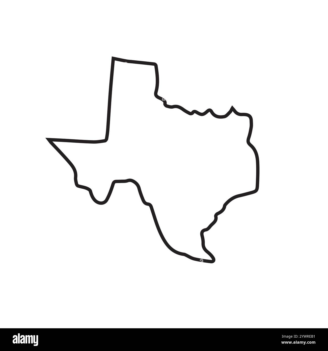 Vector outline Texas map silhouette isolated on white background Stock ...