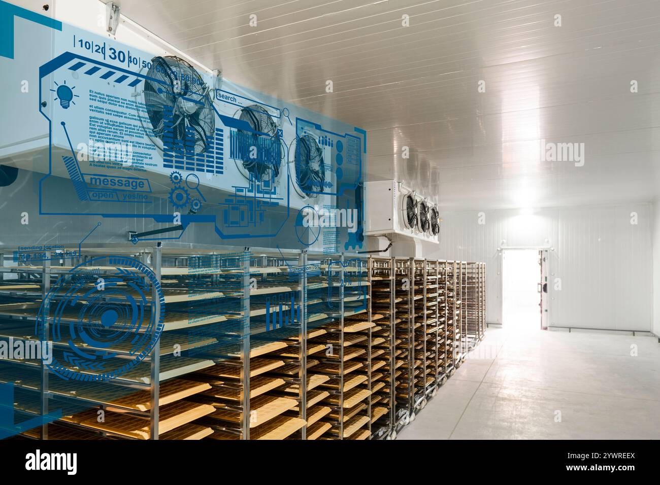 Hologram with HUD interface against the background of an empty ...