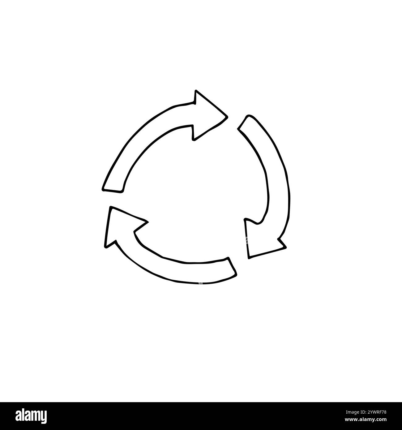 Vector hand drawn doodle sketch recycle symbol isolated on white ...