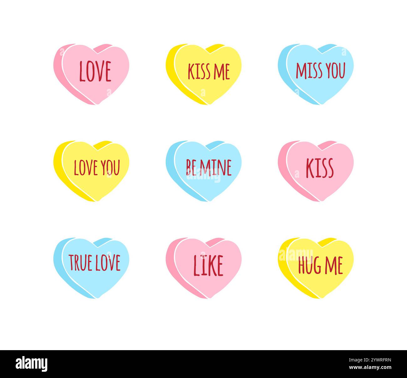 Conversation heart sweets on white background Stock Vector Images - Alamy