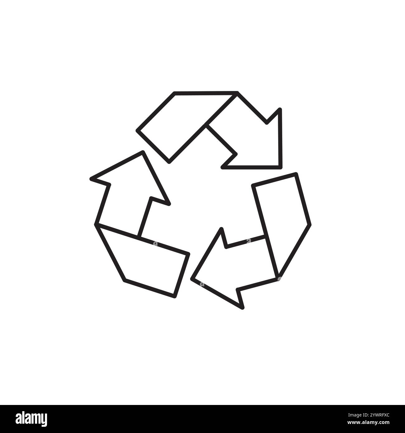 Vector black outline recycle sign symbol isolated on white background ...