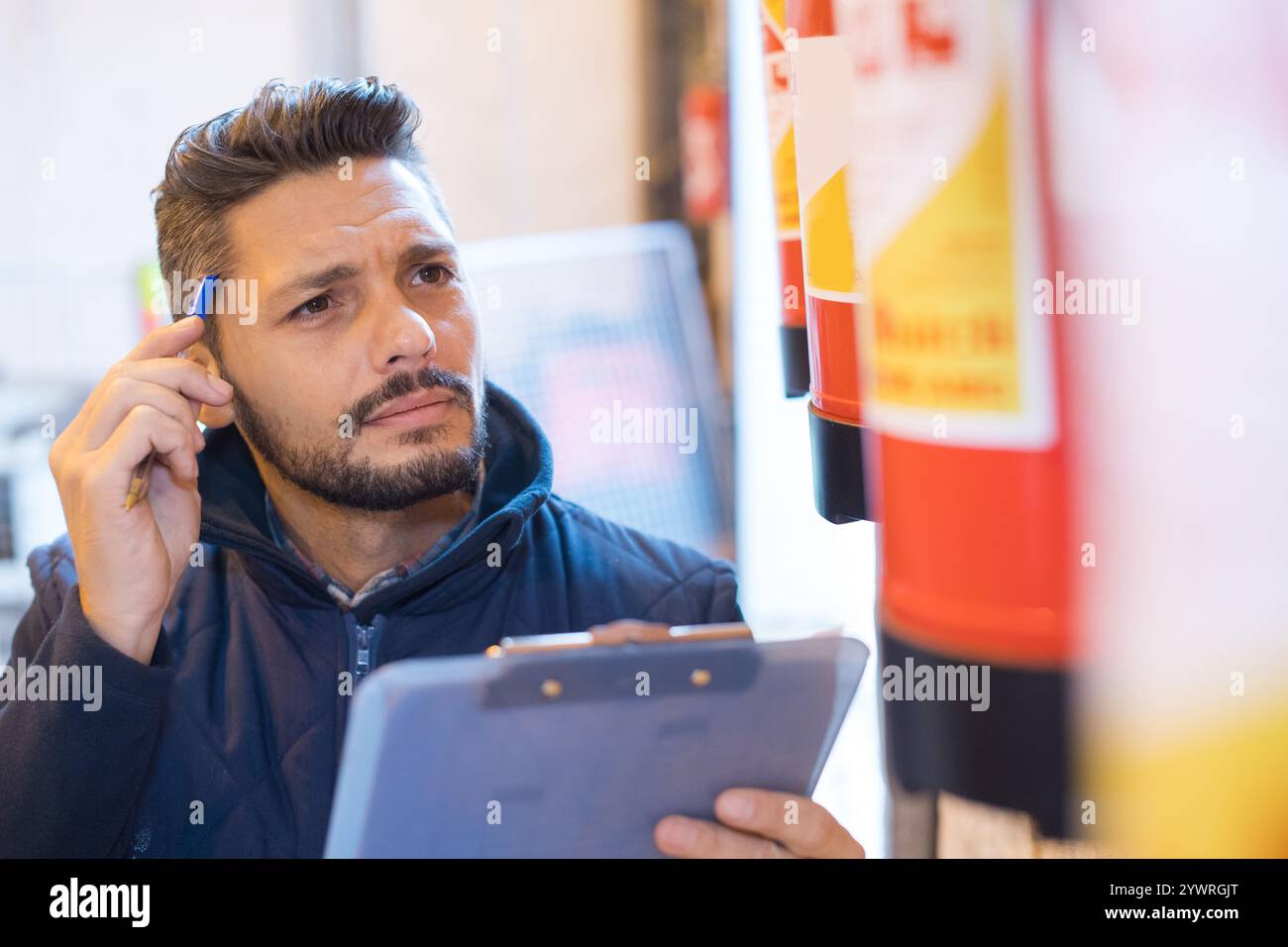 row of fire extinguisher Stock Photo - Alamy