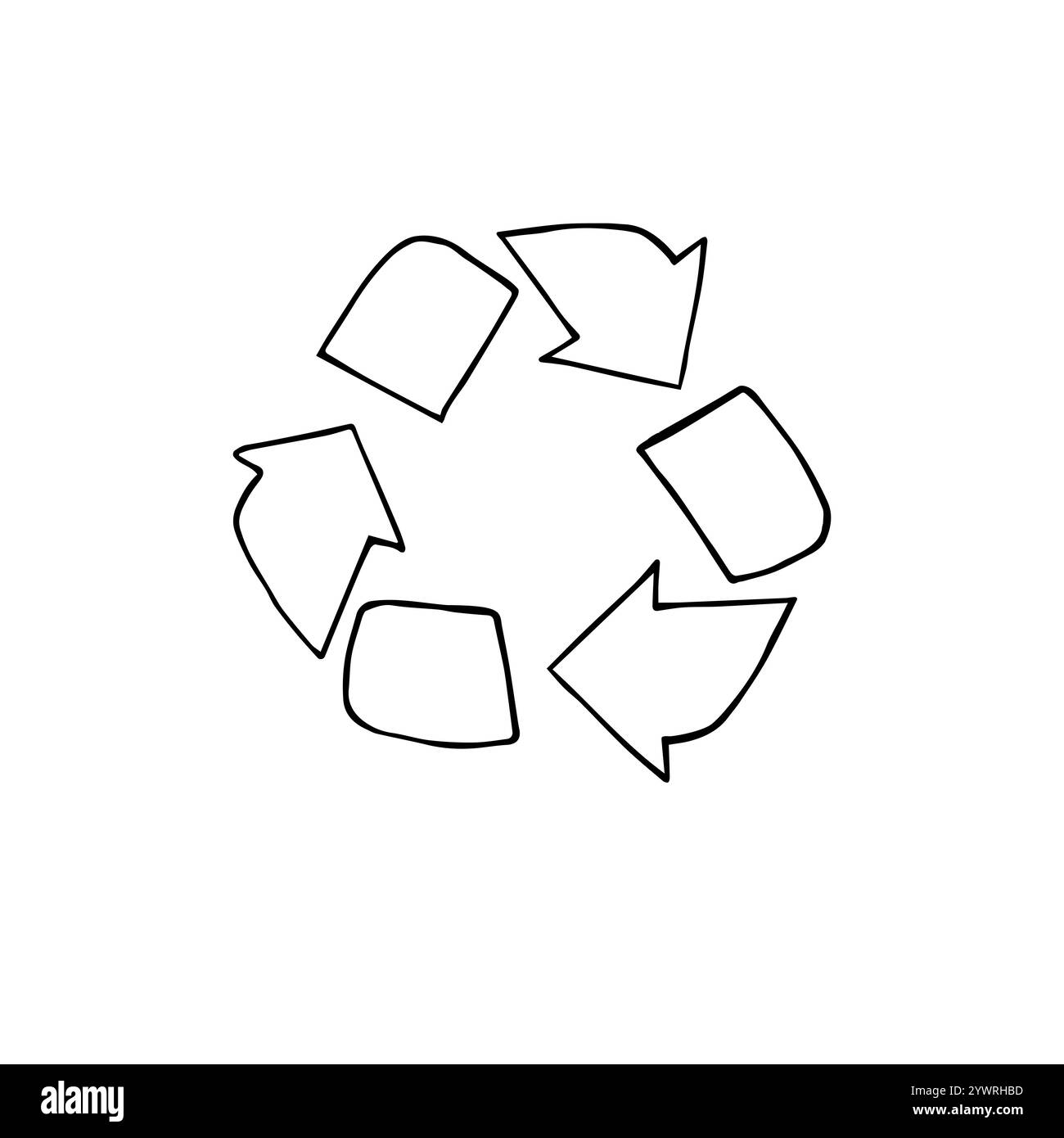 Vector outline hand drawn doodle sketch recycle reuse symbol isolated ...