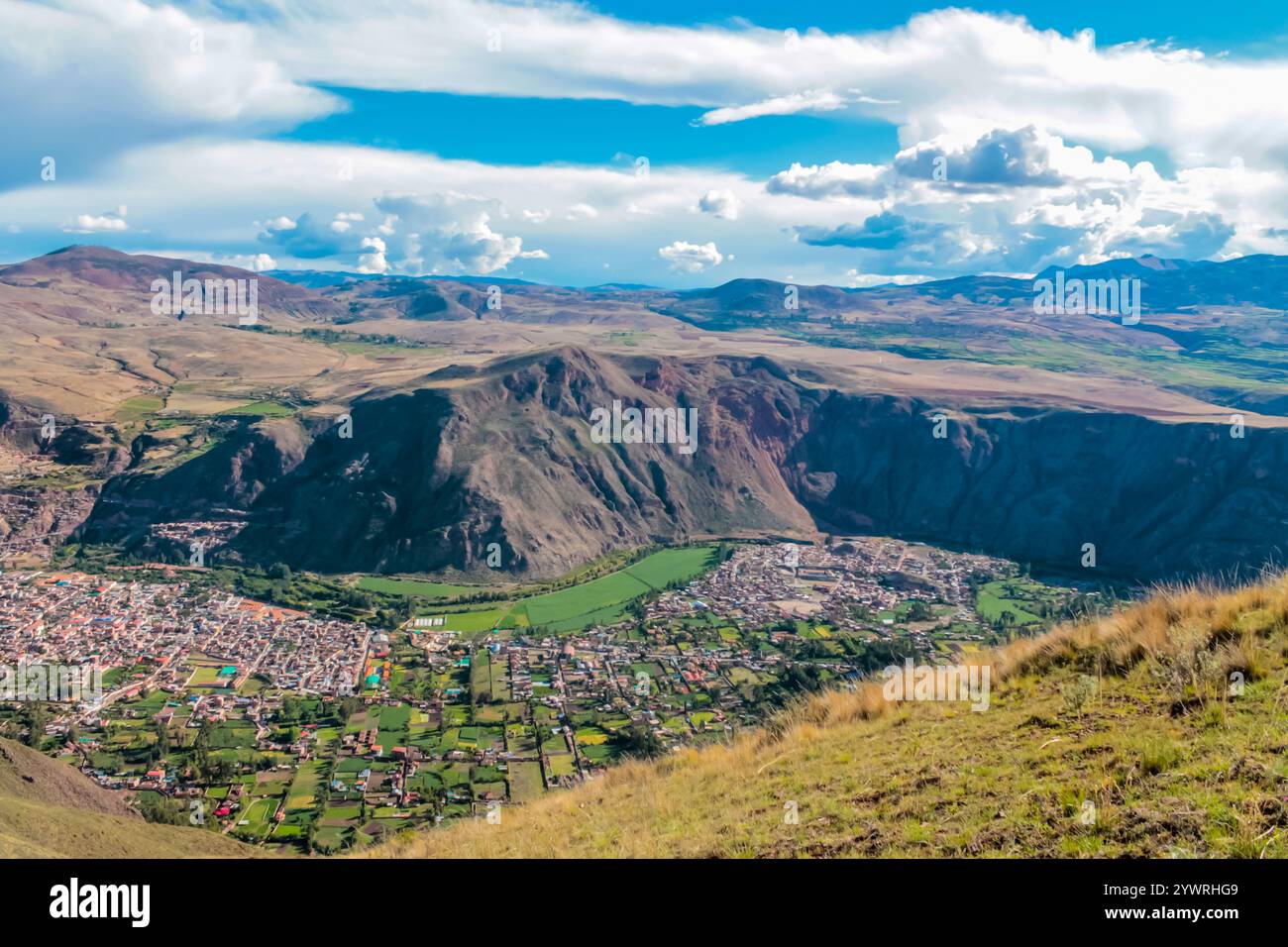 Urubamba village in Peru, Lares trek. Vegetation of mountains in Peru ...