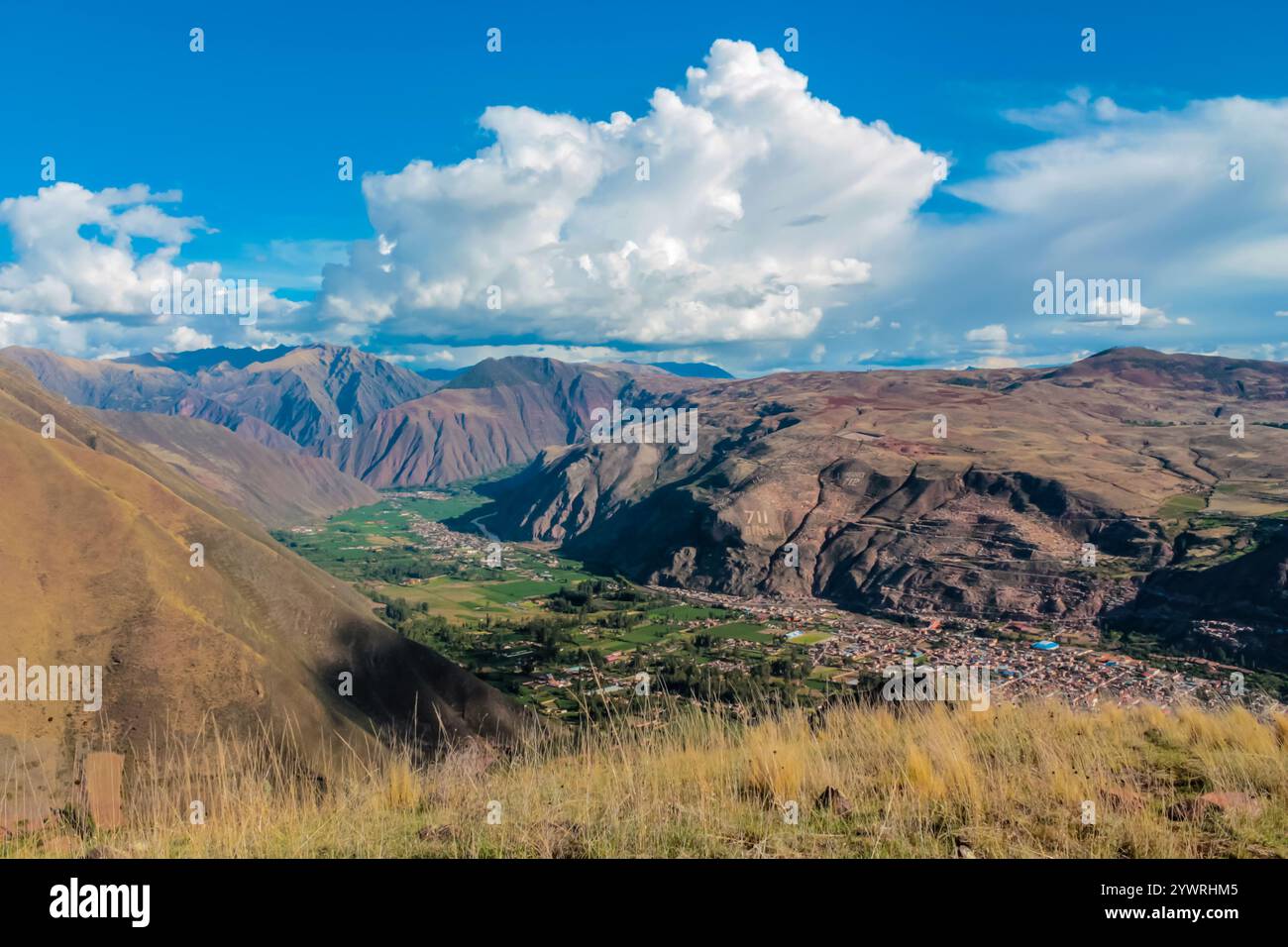 Urubamba village in Peru, Lares trek. Vegetation of mountains in Peru ...