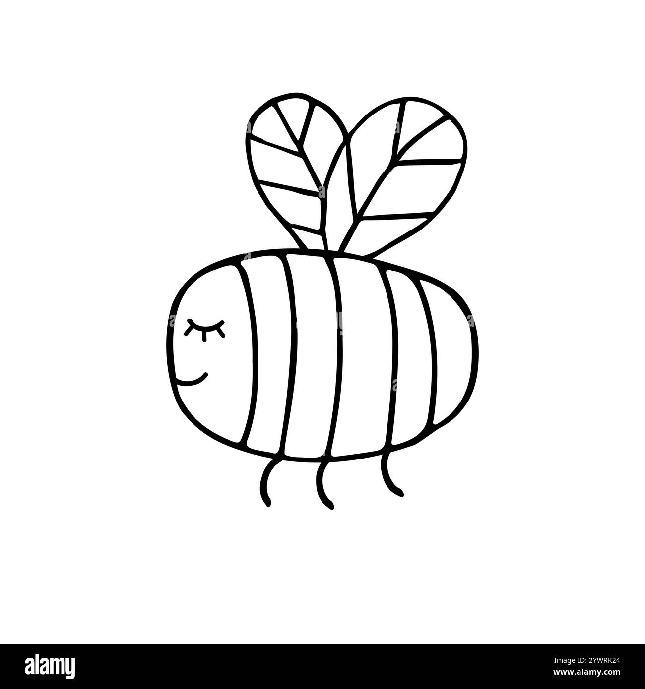Vector hand drawn doodle sketch black bumblebee bee isolated on white ...