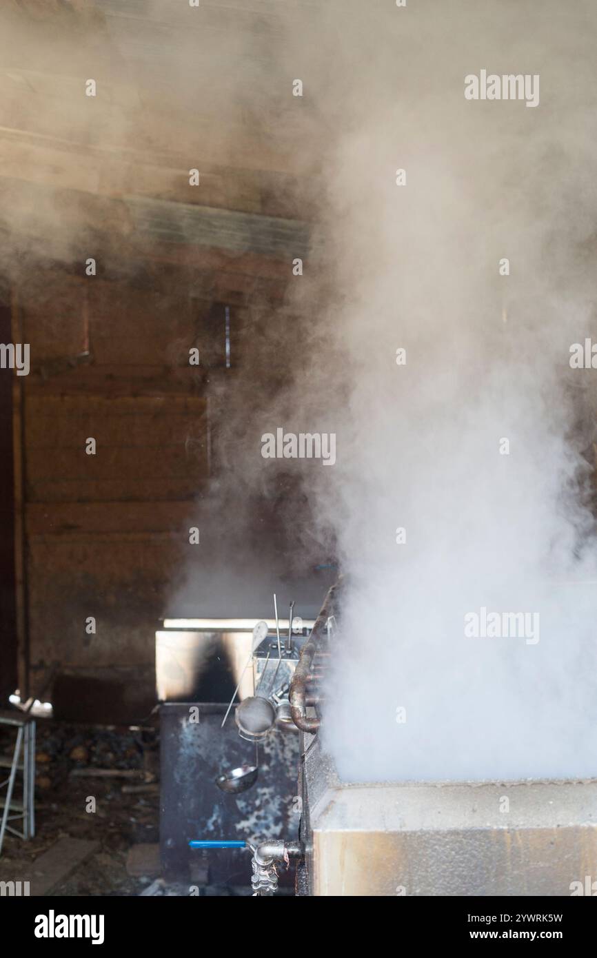 A close up of a maple syrup evaporator Stock Photo - Alamy