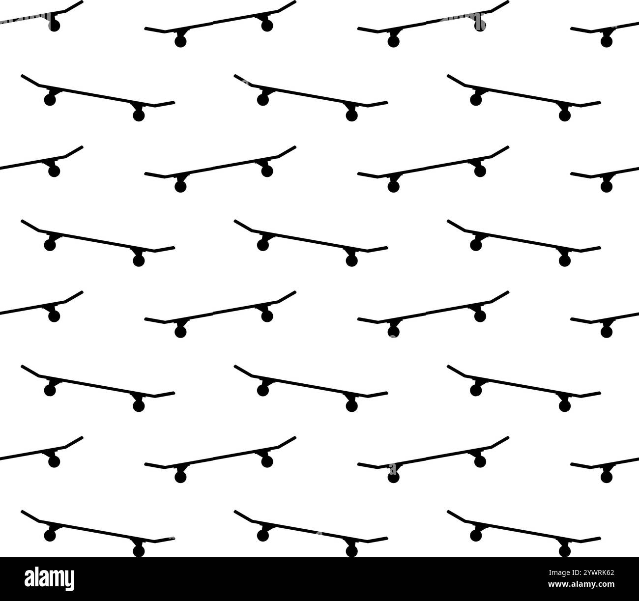 Vector seamless pattern of black flat skateboard isolated on white ...