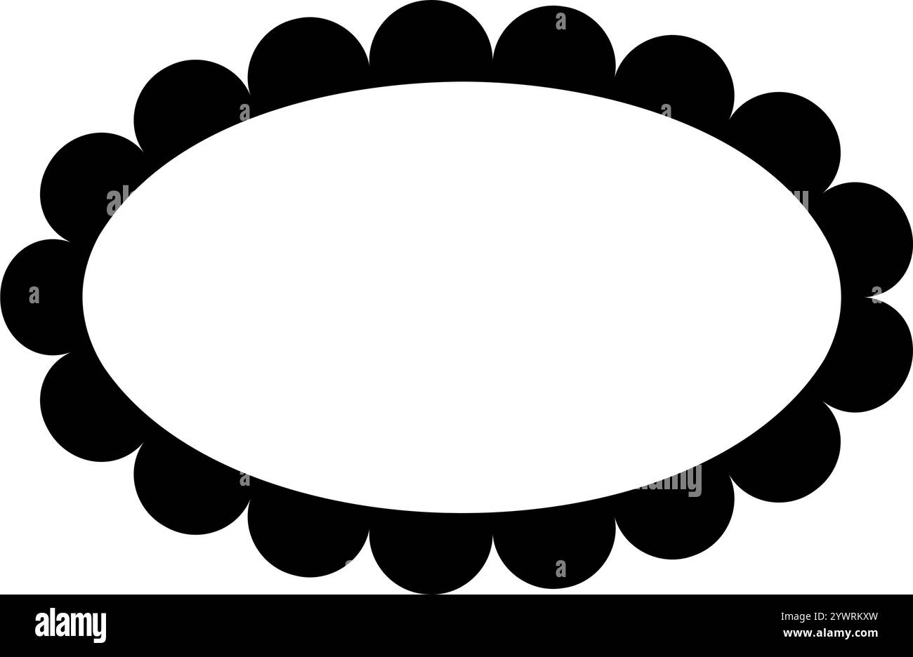 Oval frame with scallop borders. Elliptic picture, photo or mirror ...