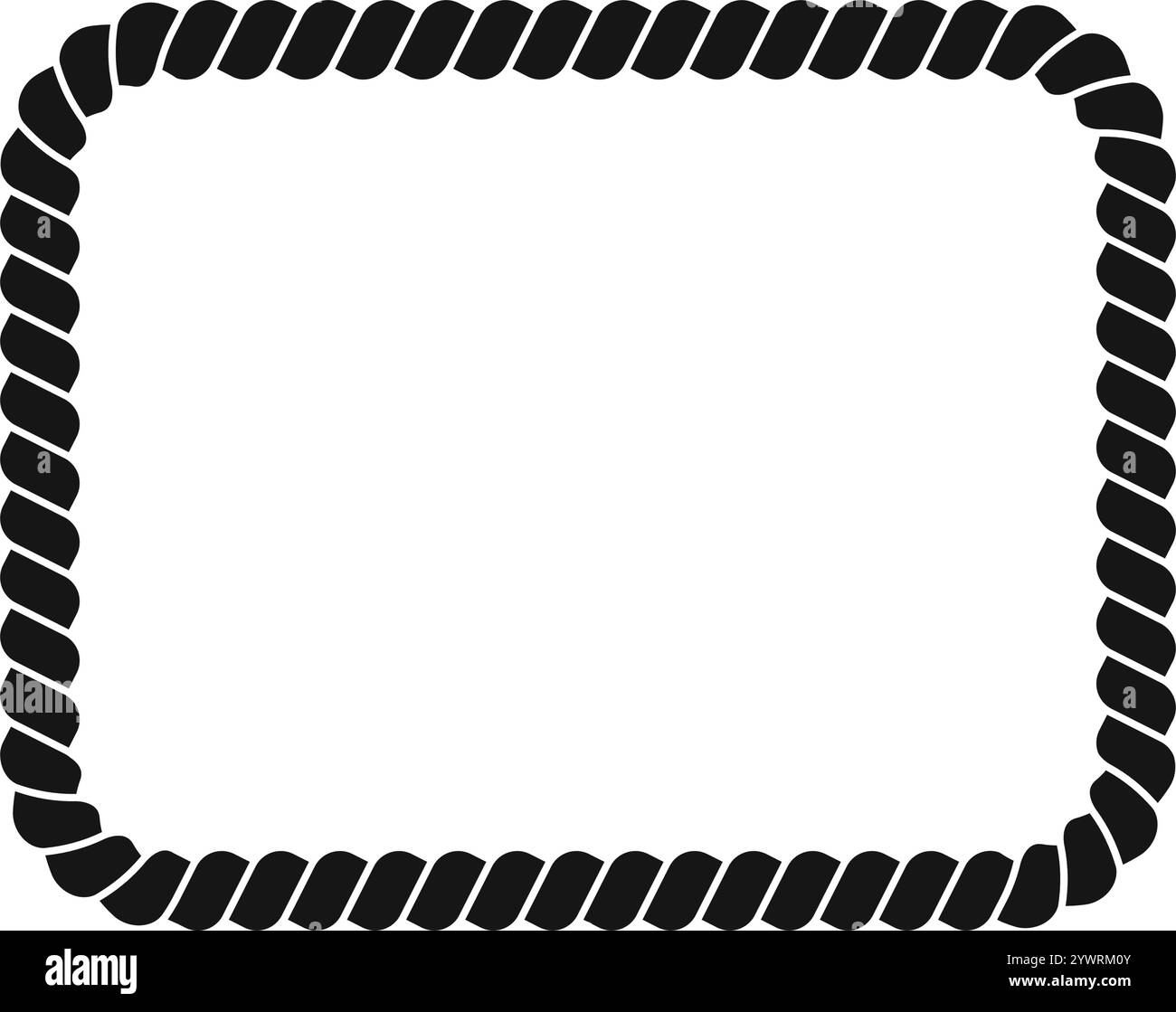 Rectangle rope frame isolated on white background. Thread, hemp twine ...