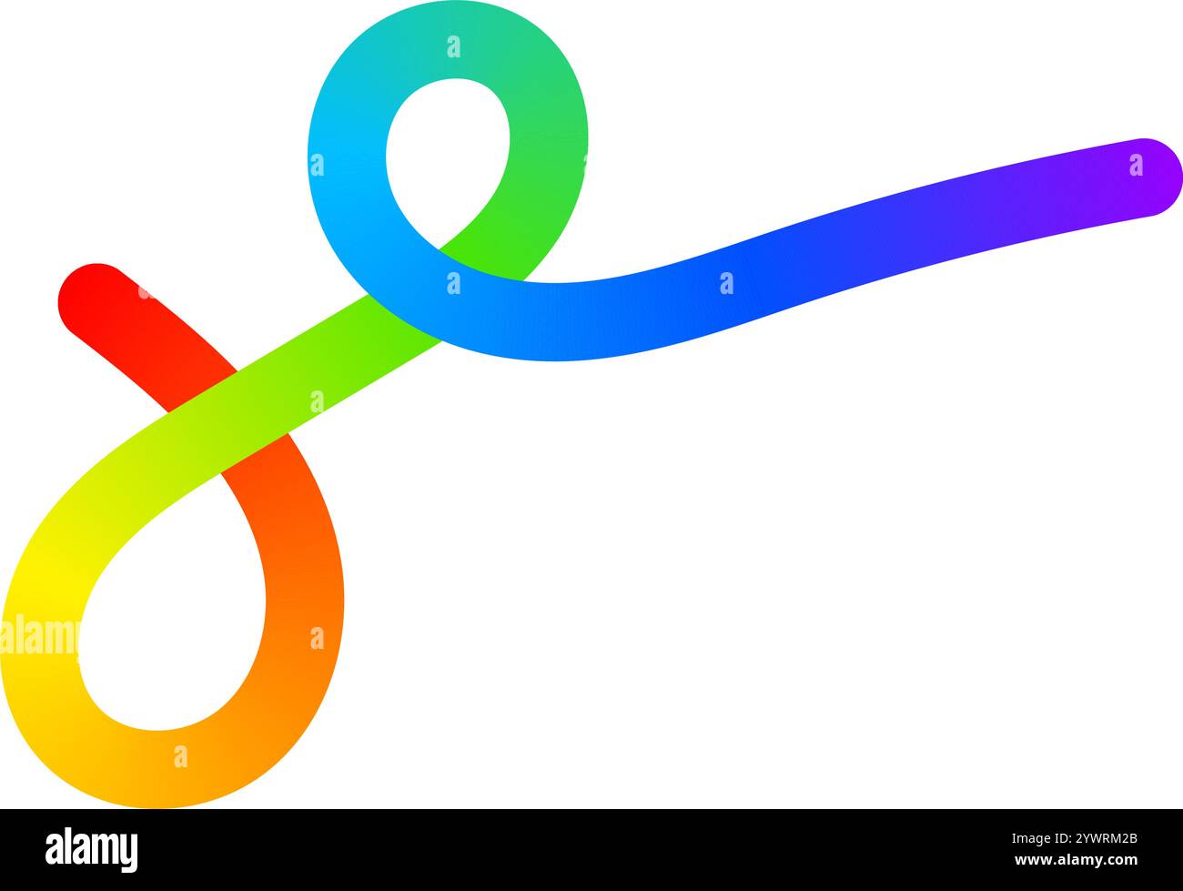 Rainbow colored curvy line with loops isolated on white background ...