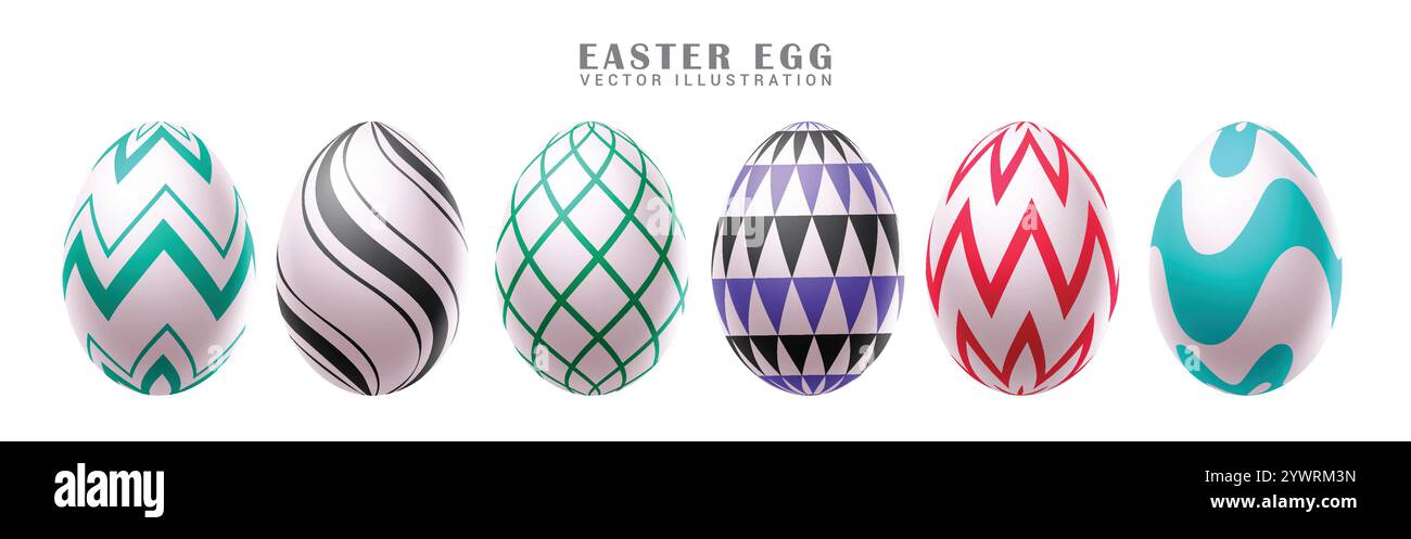 Easter eggs pattern clipart set. White egg clip art with printed ...
