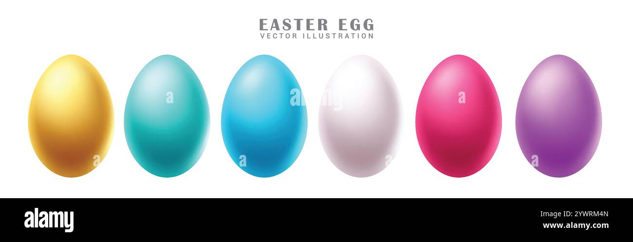 Easter eggs plain clipart set design. Plain and colorful easter egg ...
