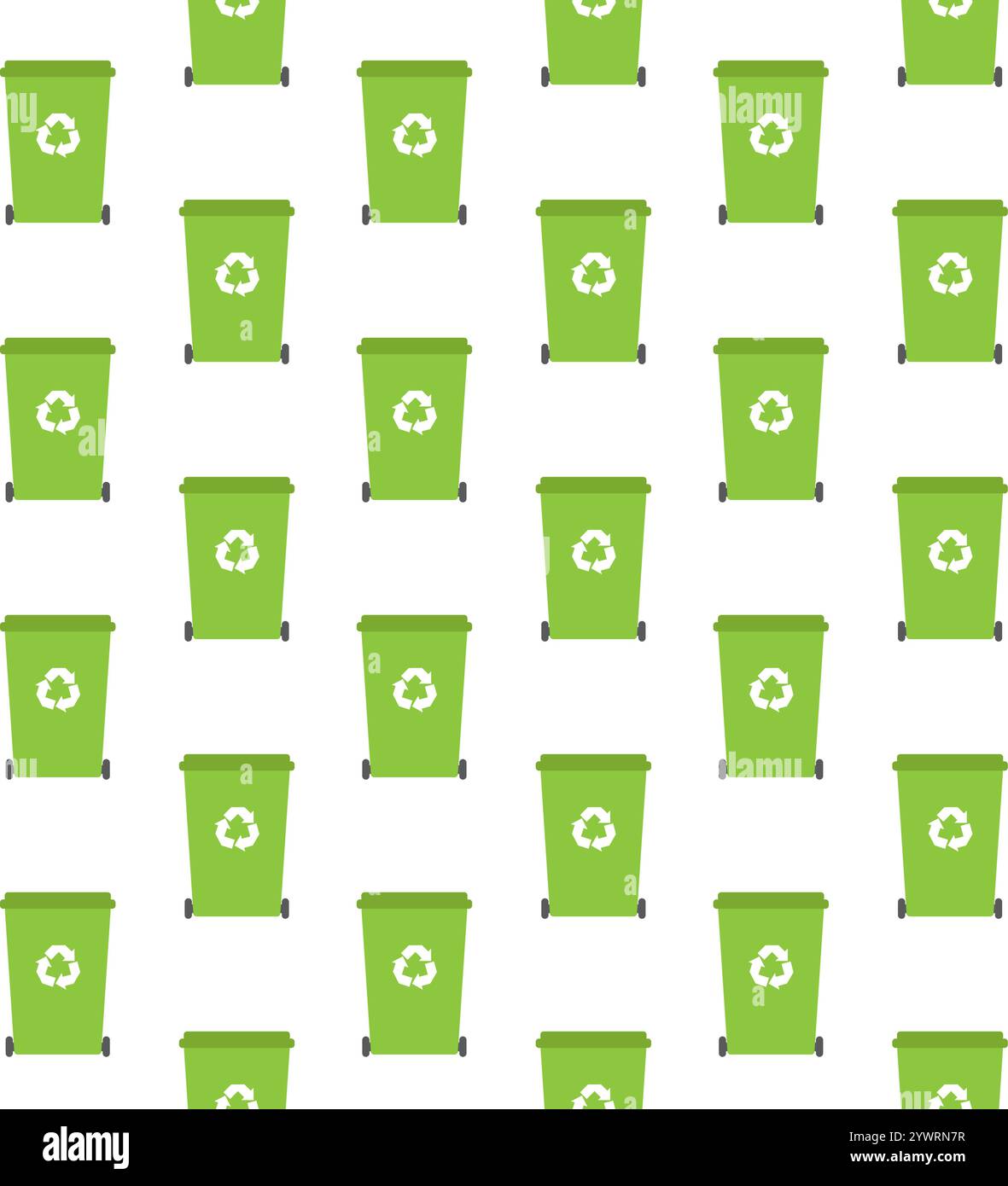 Vector seamless pattern of flat cartoon green Recycle Bin for ...