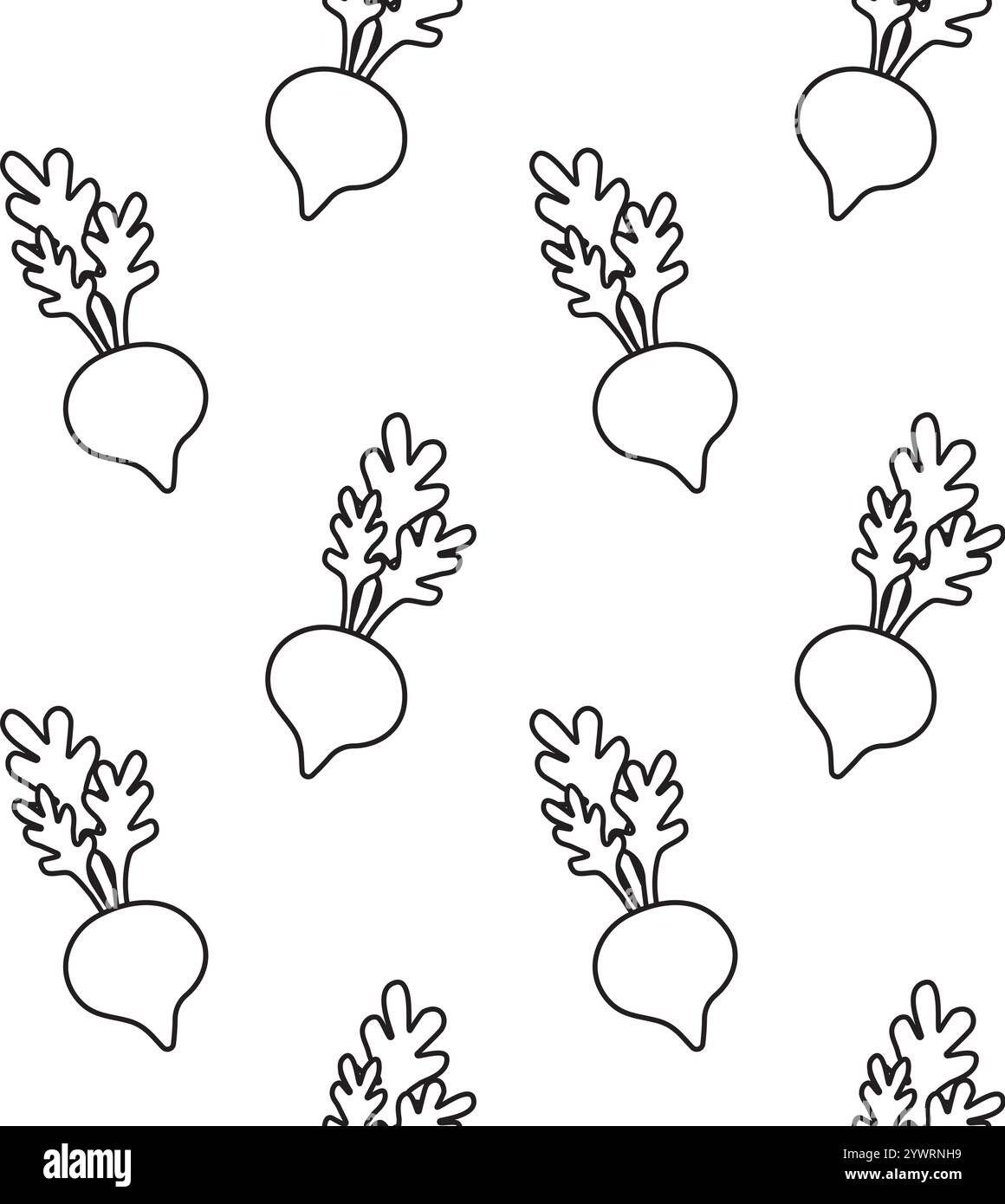 Vector seamless pattern of black outline hand drawn doodle beet root ...