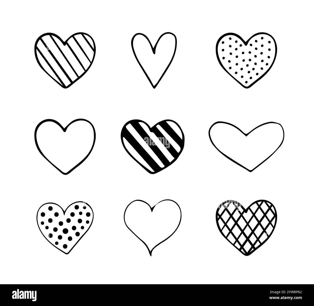 Vector set bundle of hand drawn doodle sketch hearts isolated on white ...