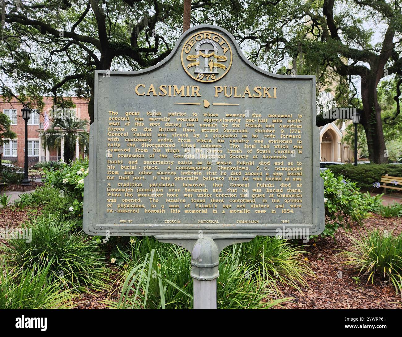 Placard at Monterey Square about the fallen General Casimir Pulaski who ...
