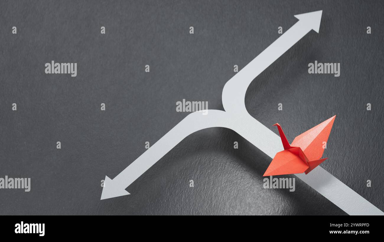 Decision business, Problem solving, way to success concept. Red paper ...