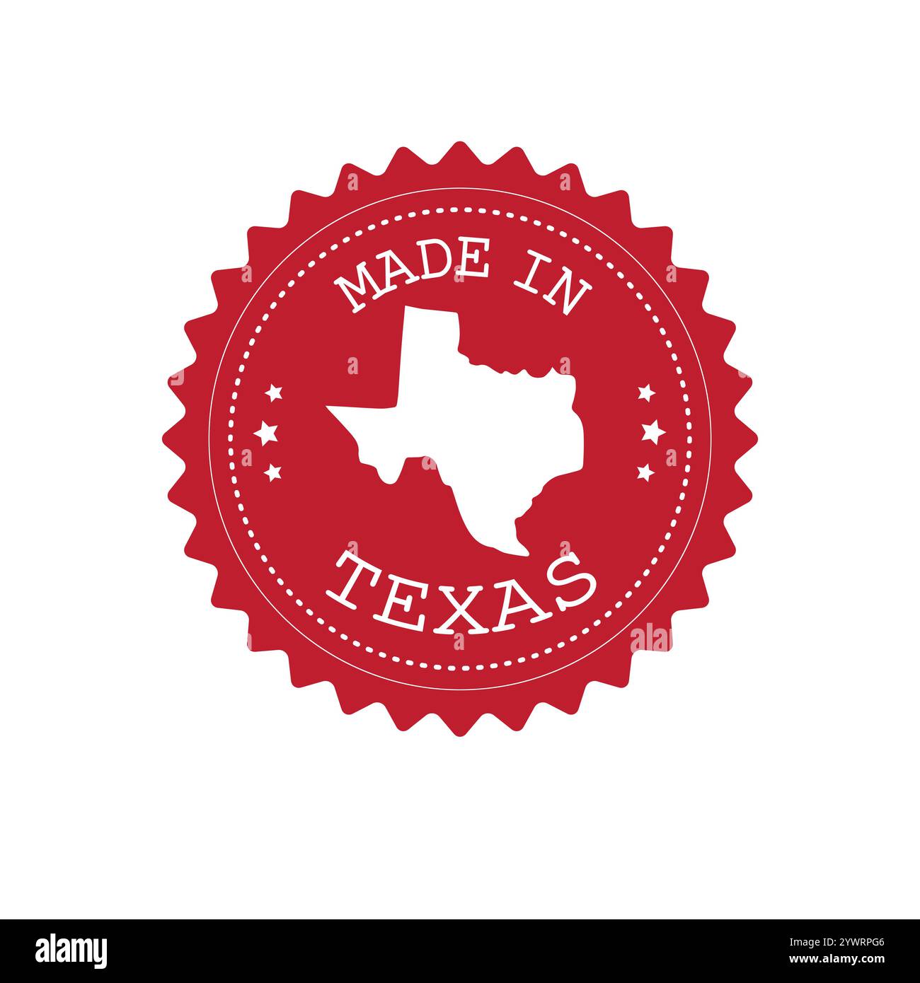 Vector flat round retro red logo with Texas map silhouette and made in ...