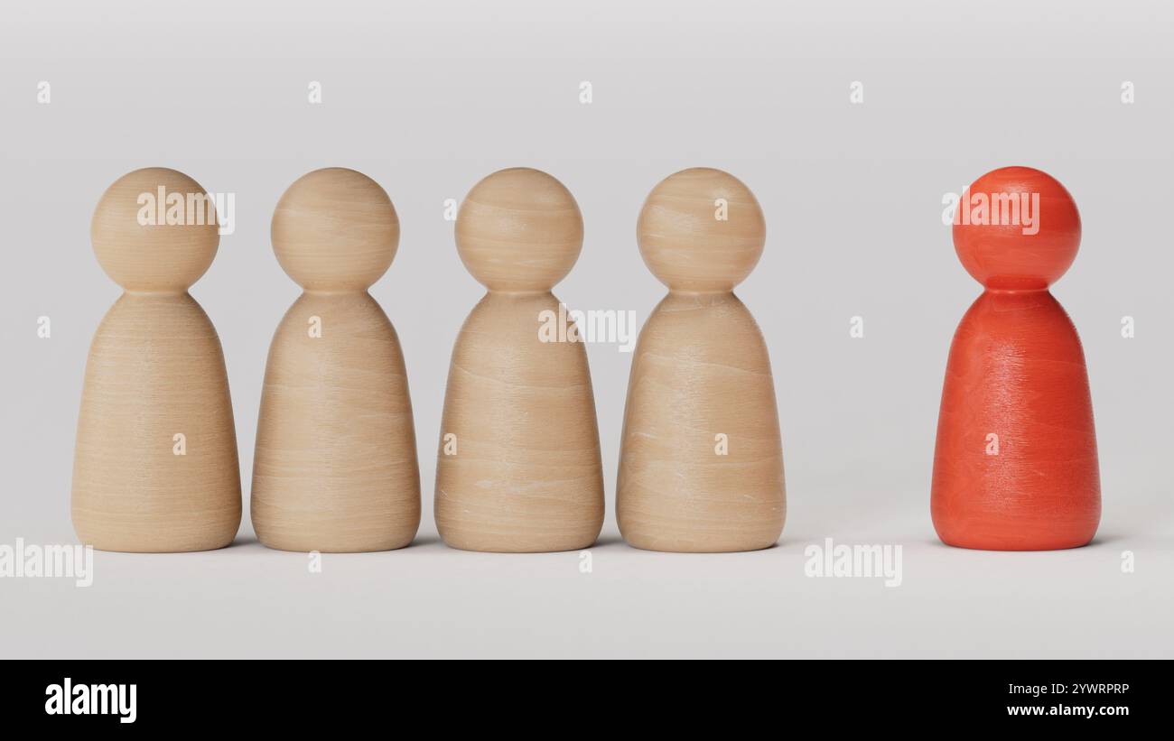 Smiley face on wooden mixture figure separate from sadness face on wooden table , Emotion select ...