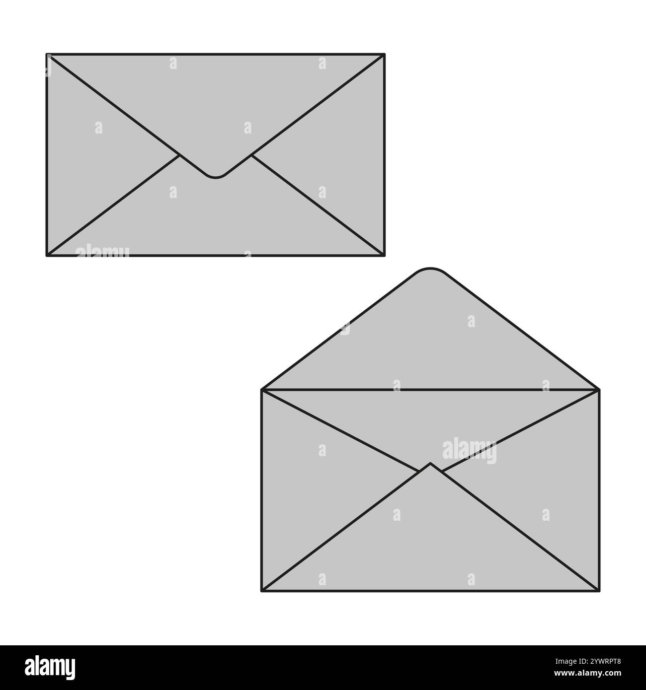 Envelope vector icon. Open and closed mail. Minimal correspondence ...