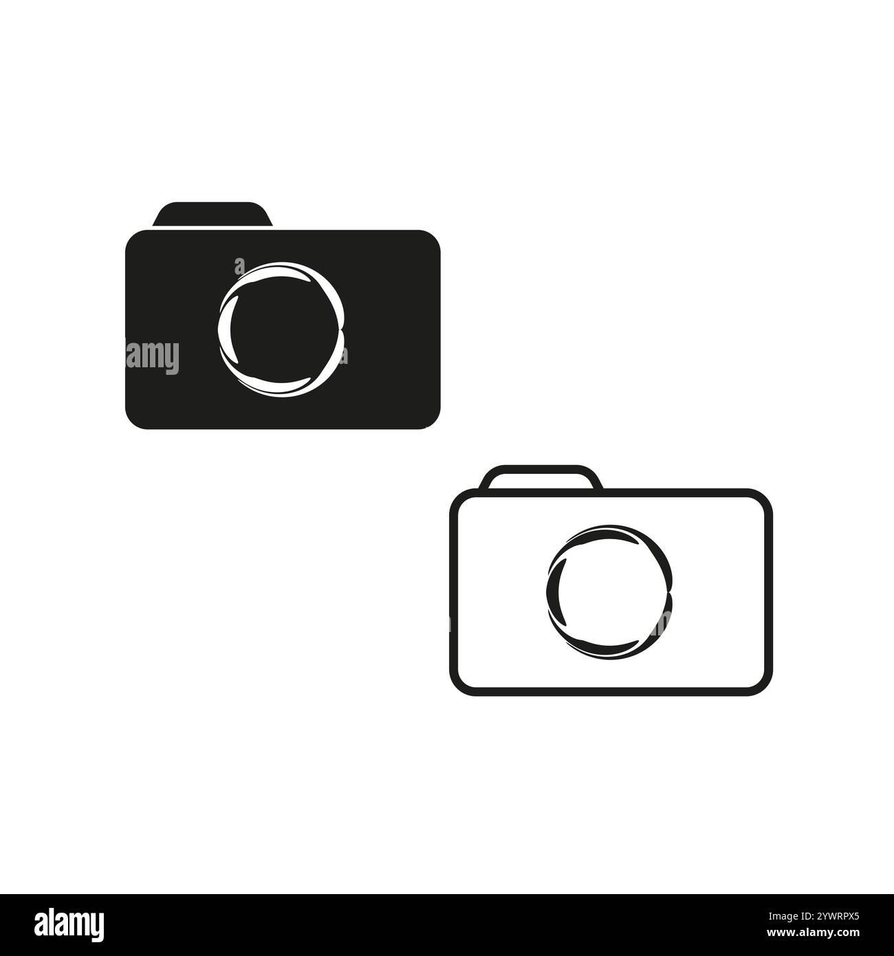 Camera icon set. Photography vector symbol. Black and white camera ...