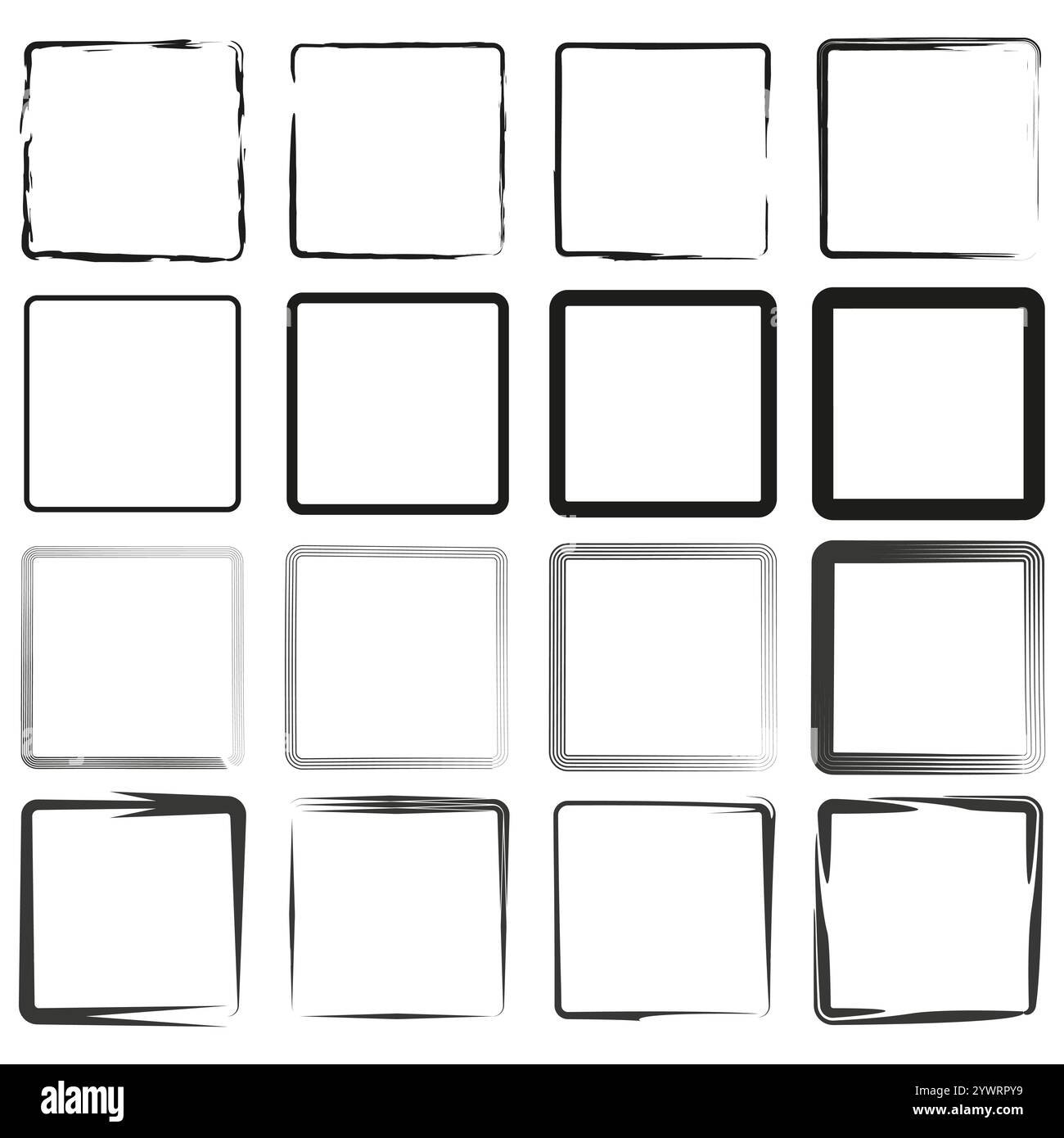 Abstract square frames. Hand drawn border. Minimal black shapes. Vector ...