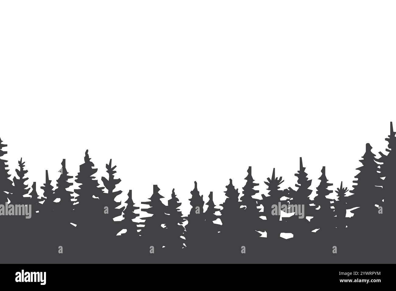 Silhouette forest edge. Evergreen tree shapes. Simple natural outline ...