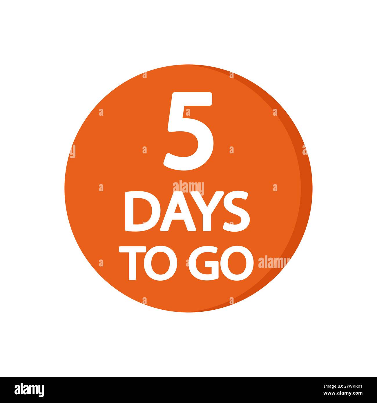 Countdown timer icon. Bold number five. Days to go text. Bright orange circle Stock Vector Image ...