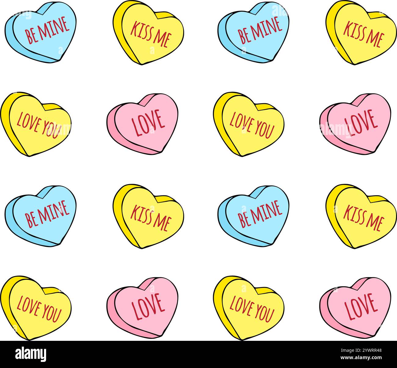 Conversation hearts candies Stock Vector Images - Alamy