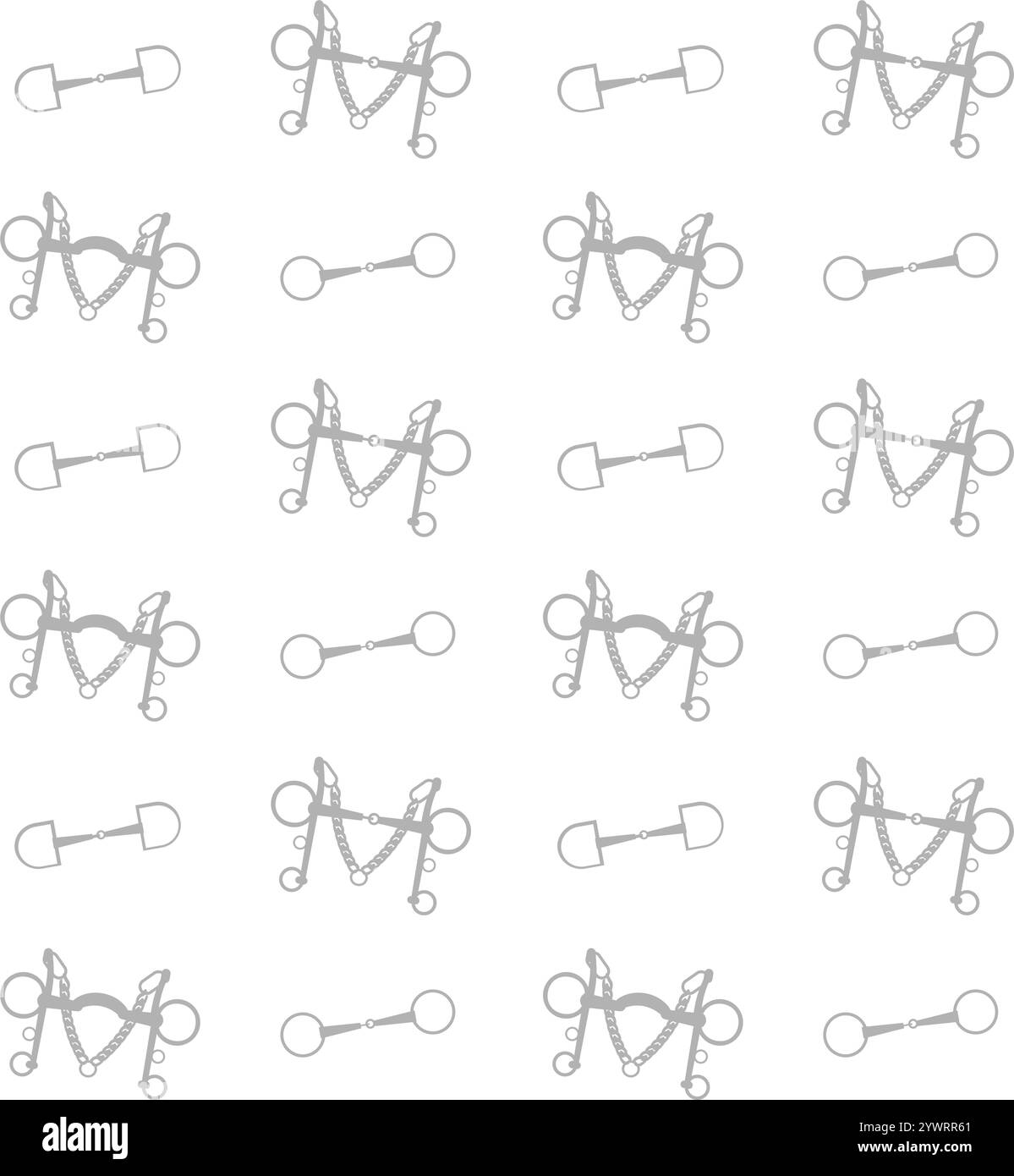 Vector equestrian seamless pattern of flat cartoon different horse bits ...