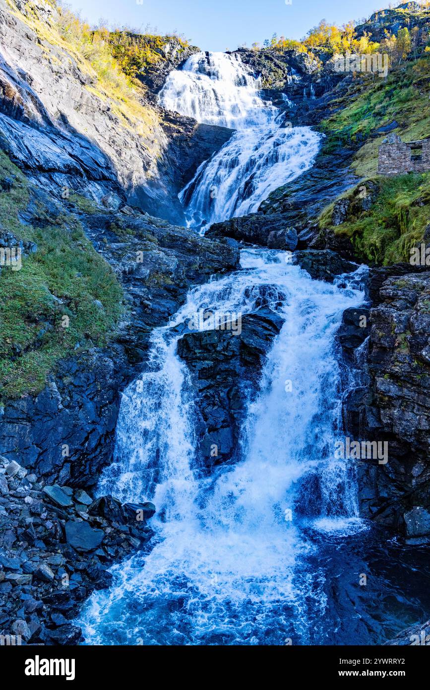 Kjosfossen waterfall is one of the most visited tourist attractions in Norway and is accessible ...
