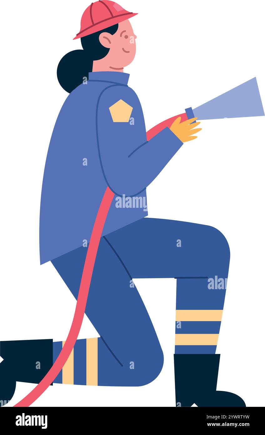 firefighter female extinguishing fire Stock Vector Image & Art - Alamy