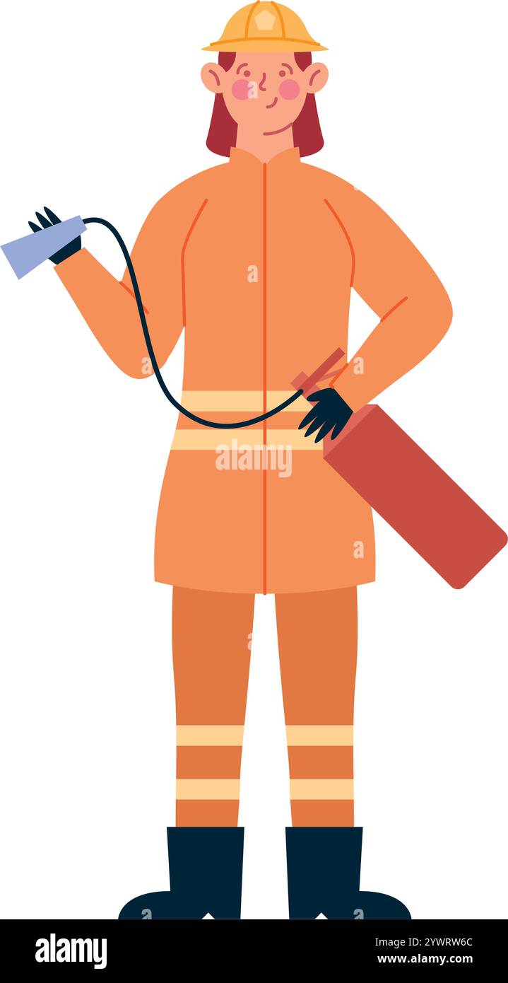 firefighter woman with extinguisher Stock Vector Image & Art - Alamy