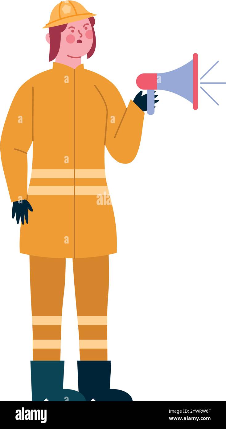 firefighter girl with megaphone Stock Vector Image & Art - Alamy