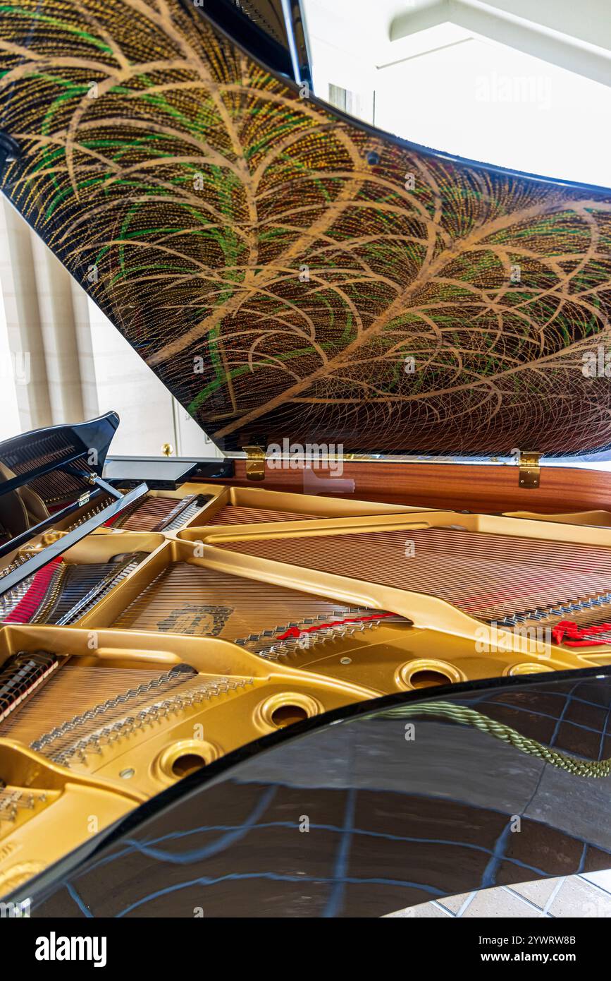 Piano in the entrance hall of the Wajima Lacquer Art Museum, Ishikawa ...