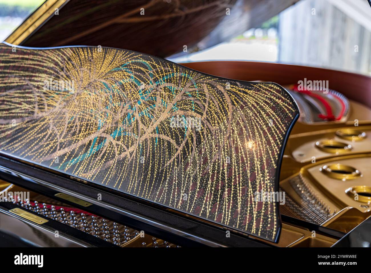 Piano in the entrance hall of the Wajima Lacquer Art Museum, Ishikawa ...