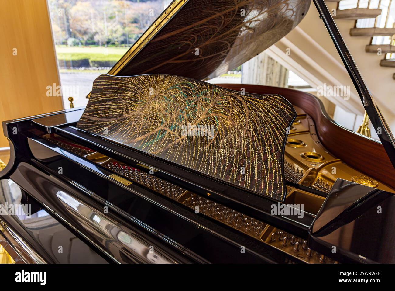 Piano in the entrance hall of the Wajima Lacquer Art Museum, Ishikawa ...