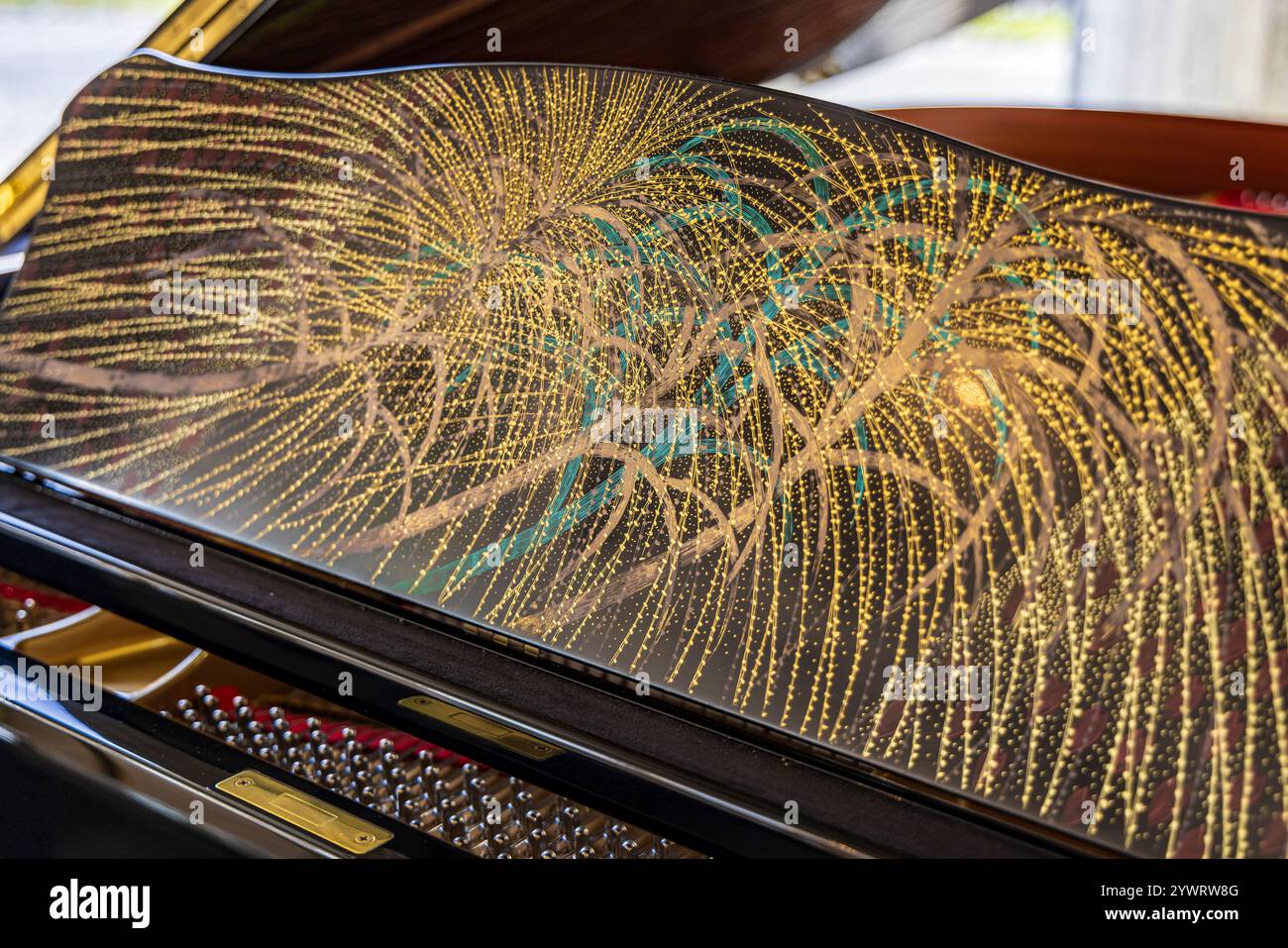 Piano in the entrance hall of the Wajima Lacquer Art Museum, Ishikawa ...