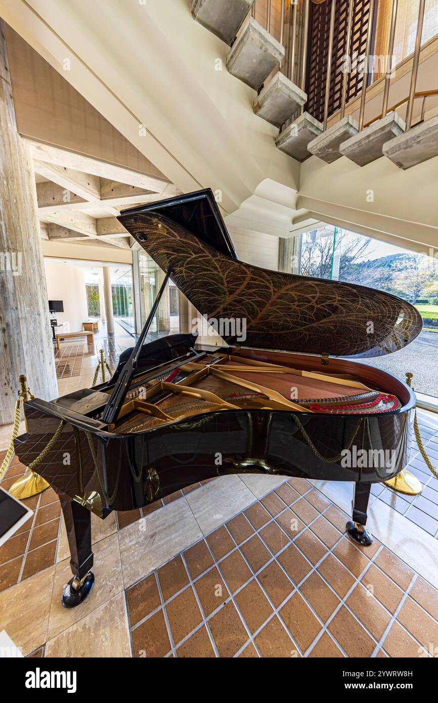 Piano in the entrance hall of the Wajima Lacquer Art Museum, Ishikawa ...
