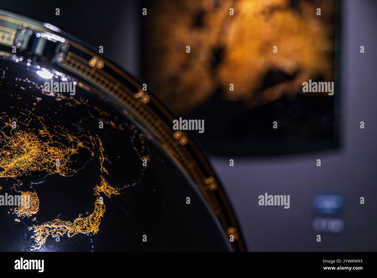 Large-scale globe and panel with traditional Wajima lacquerware ...