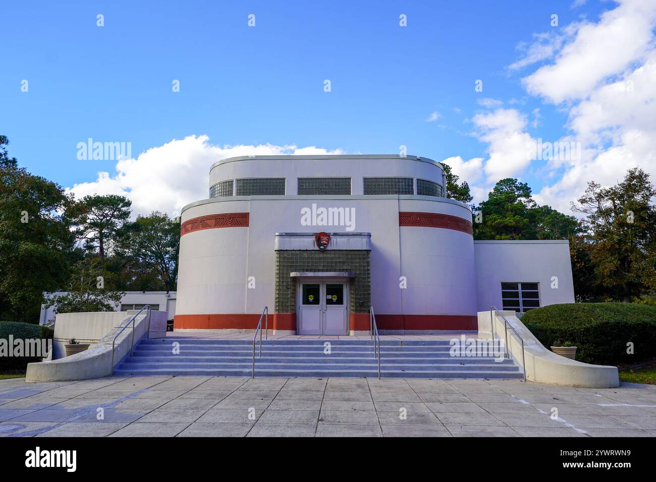 The visitor center at Ocmulgee Mounds National Historical Park is seen ...