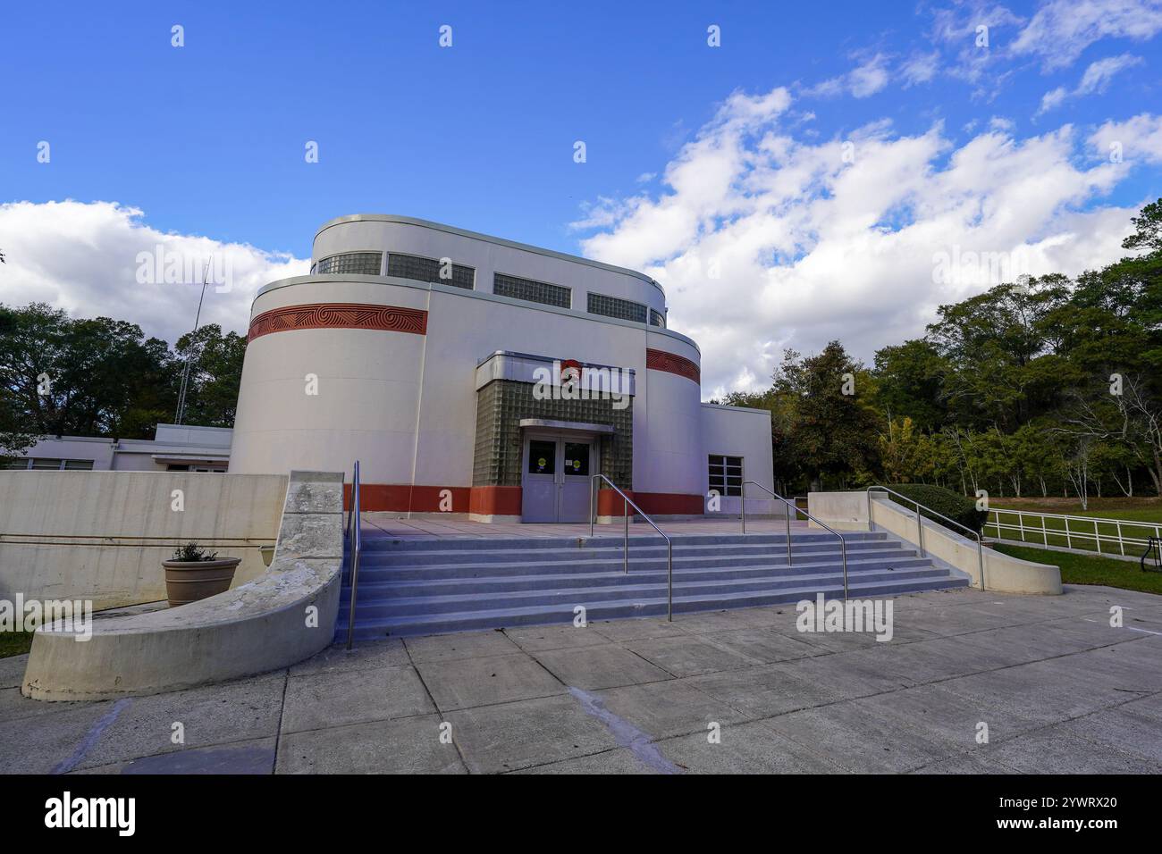 The visitor center at Ocmulgee Mounds National Historical Park is seen ...