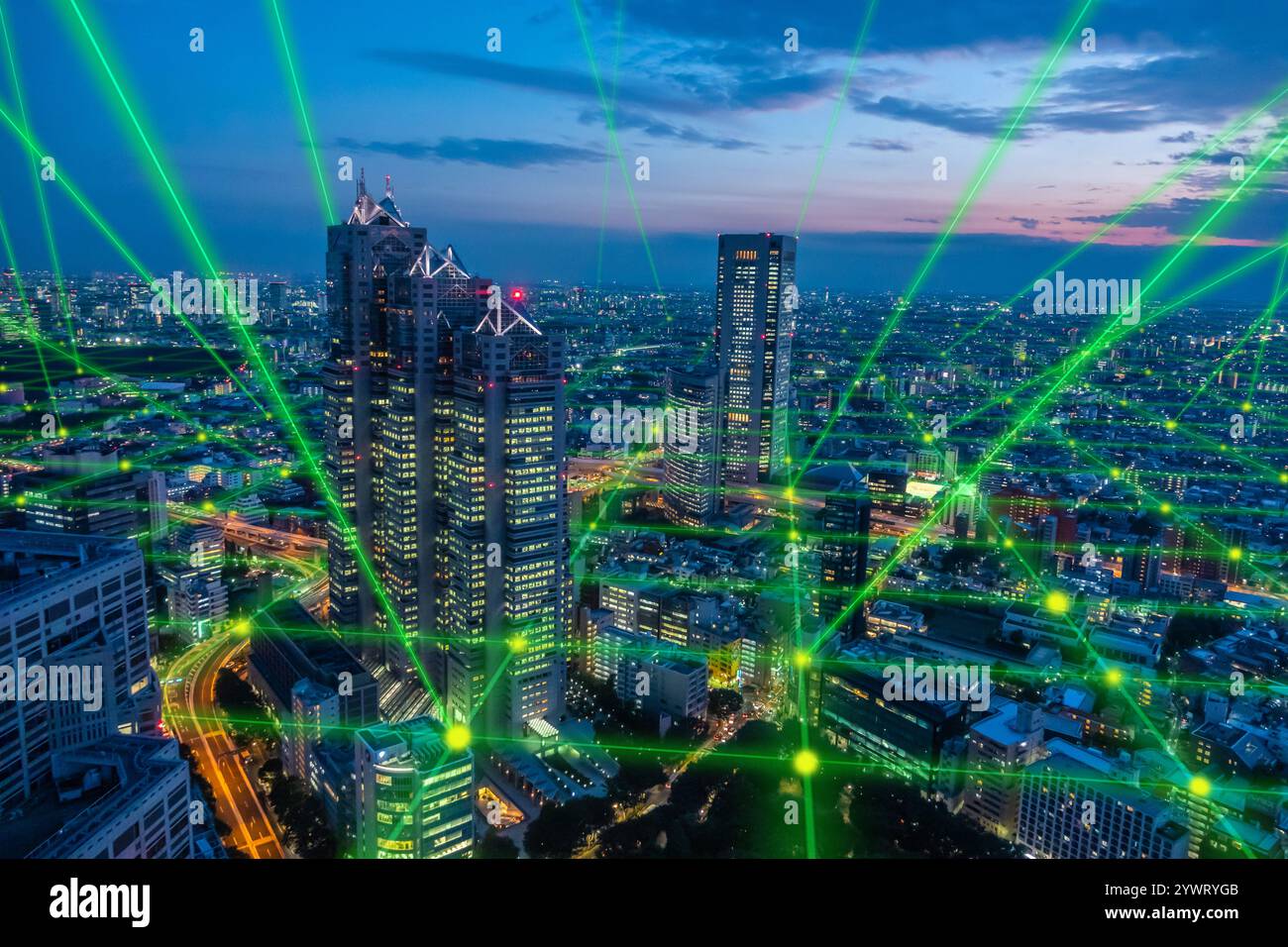 5G - 5th Generation Mobile Communications System - Smart City Stock ...